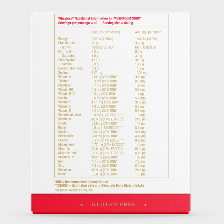 Wheyless Mushroom Soup Pack 10x55g