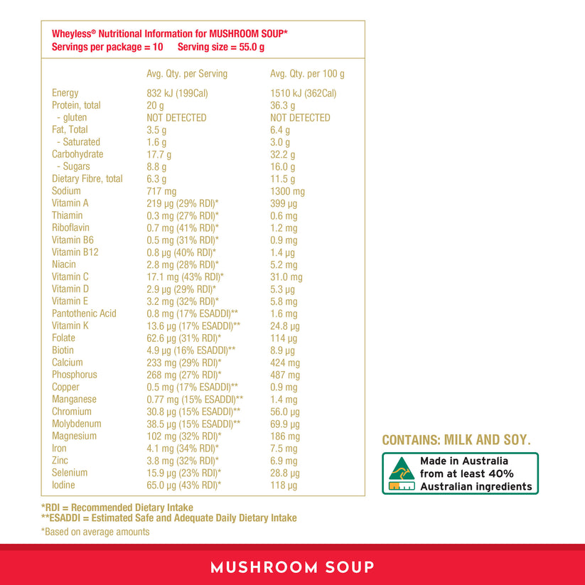 Wheyless Mushroom Soup Pack 10x55g